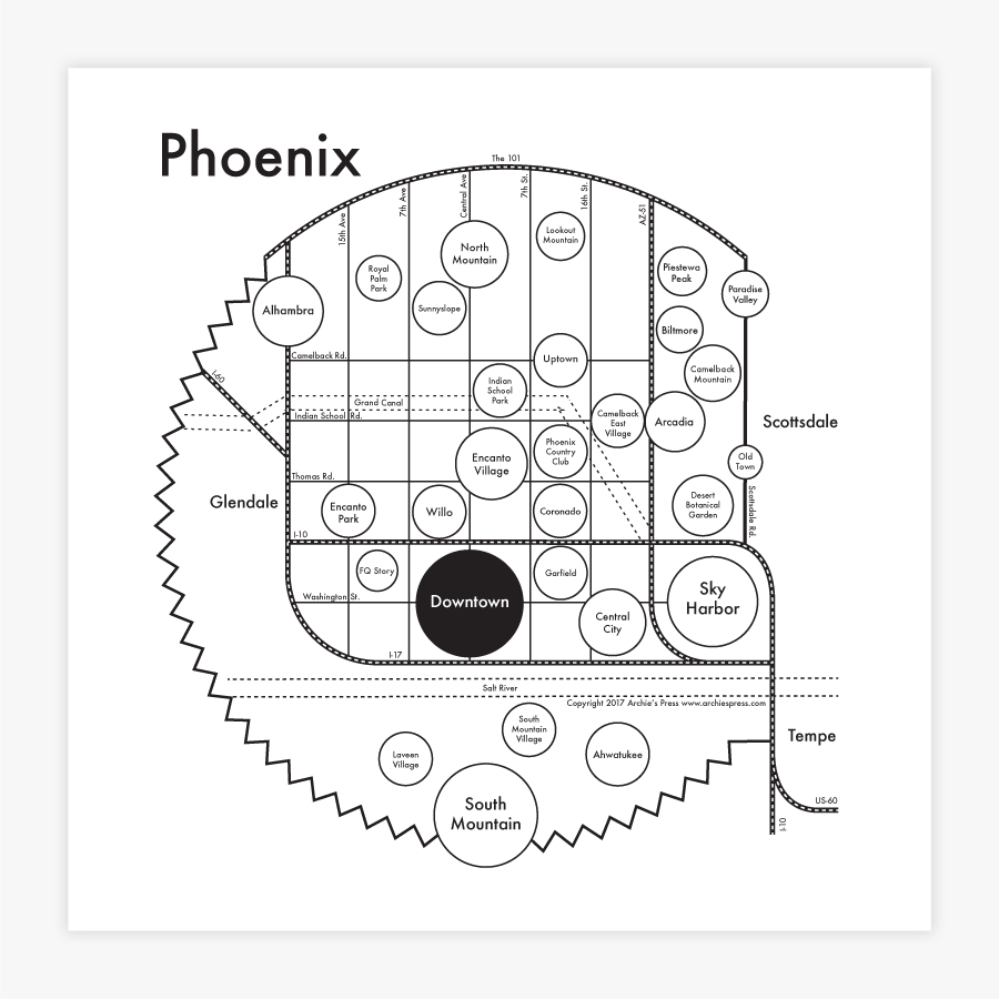 Phoenix Map by Archie's Press – MadeHere